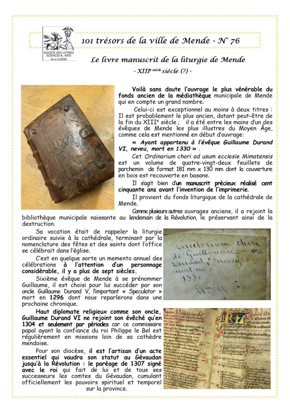 Pièce 76 – Le livre manuscrit de la liturgie de Mende – Société des ...